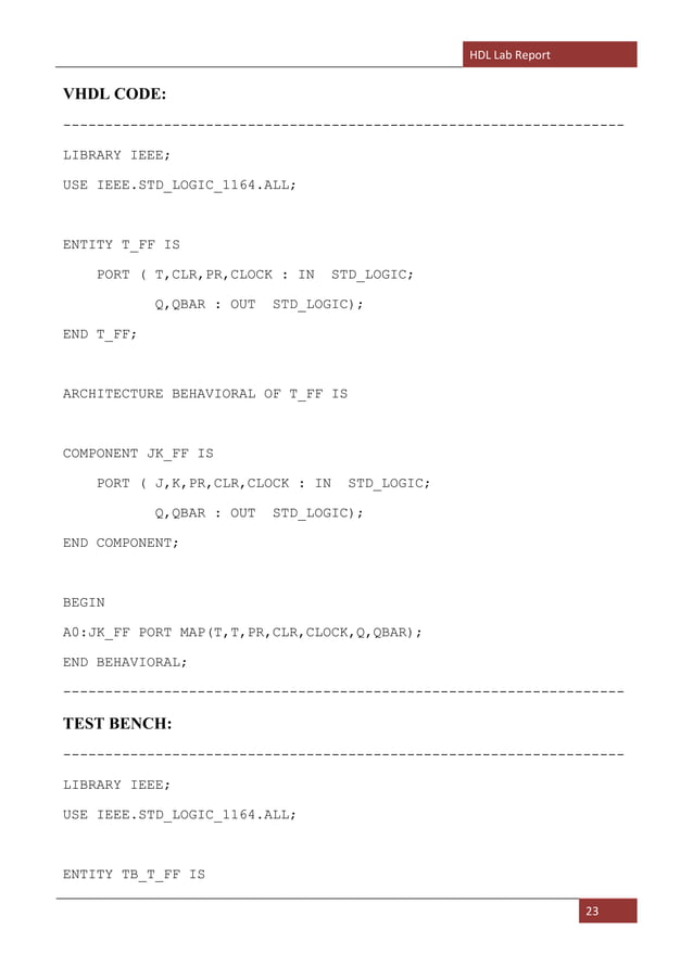 VHdl lab report | PDF