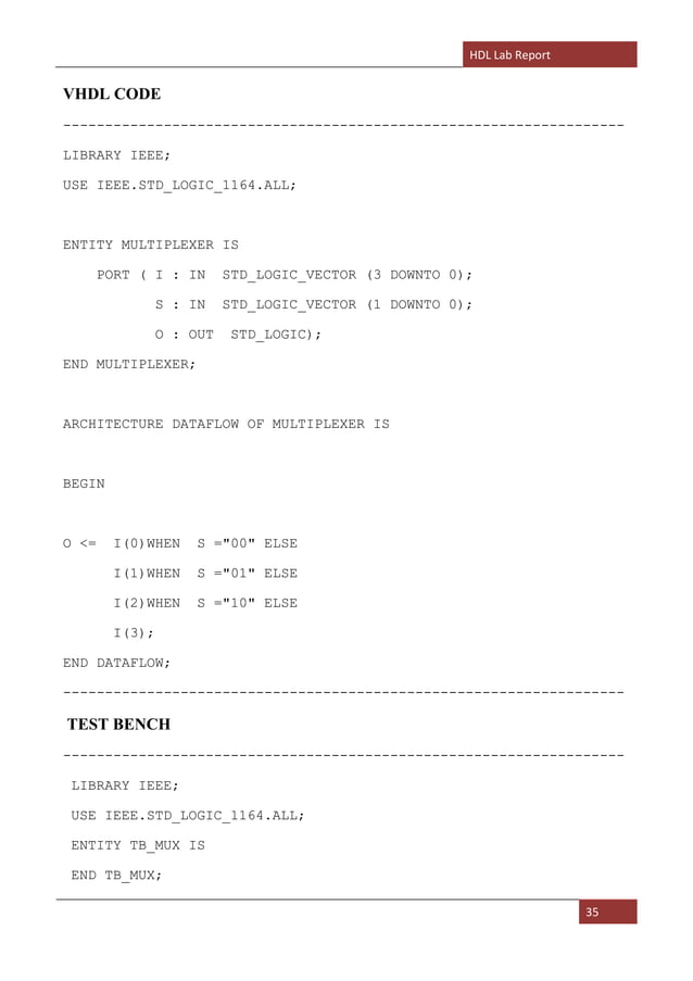 VHdl lab report | PDF