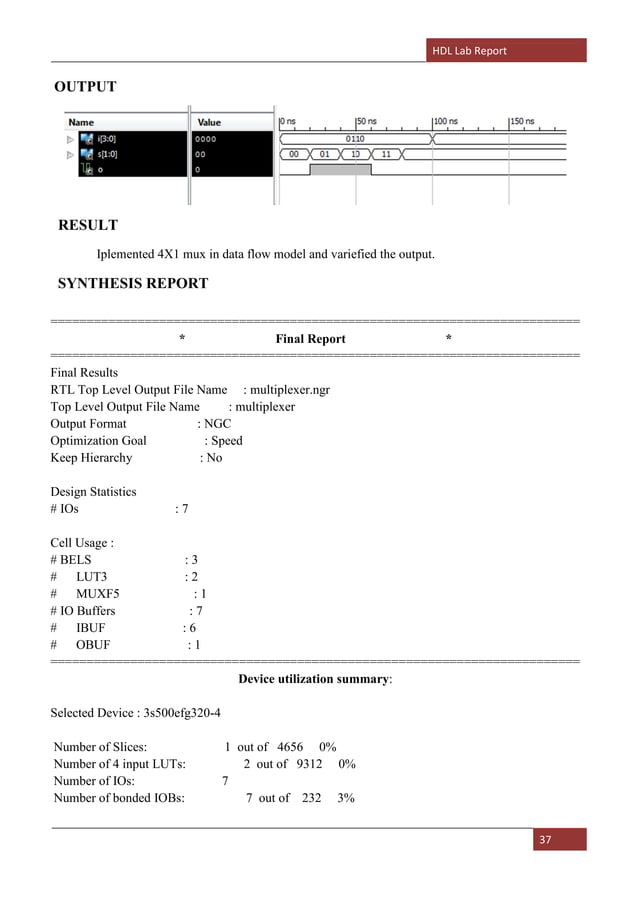 VHdl lab report | PDF