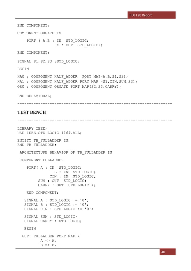 VHdl lab report | PDF