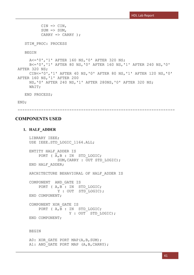 VHdl lab report | PDF