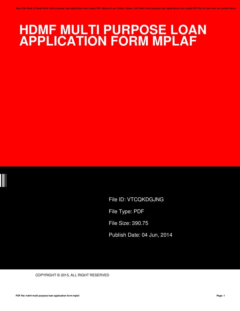Hdmf multi purpose loan application form mplaf
