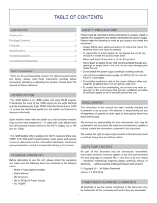 KVMSwitchTech's HDMI Splitter Extender over CAT5/6 UTP Cable, 8 Ports | PDF