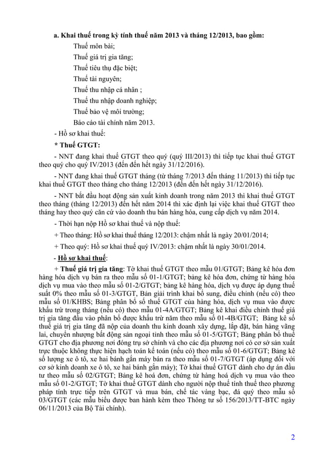 Hd nop ho so khai thue quy i 2014 | PDF