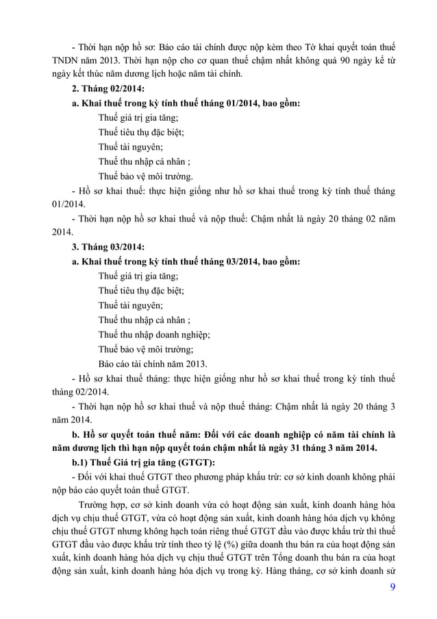 Hd nop ho so khai thue quy i 2014 | PDF