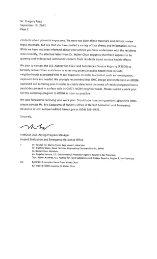Hawaii Department of Health letter | PDF