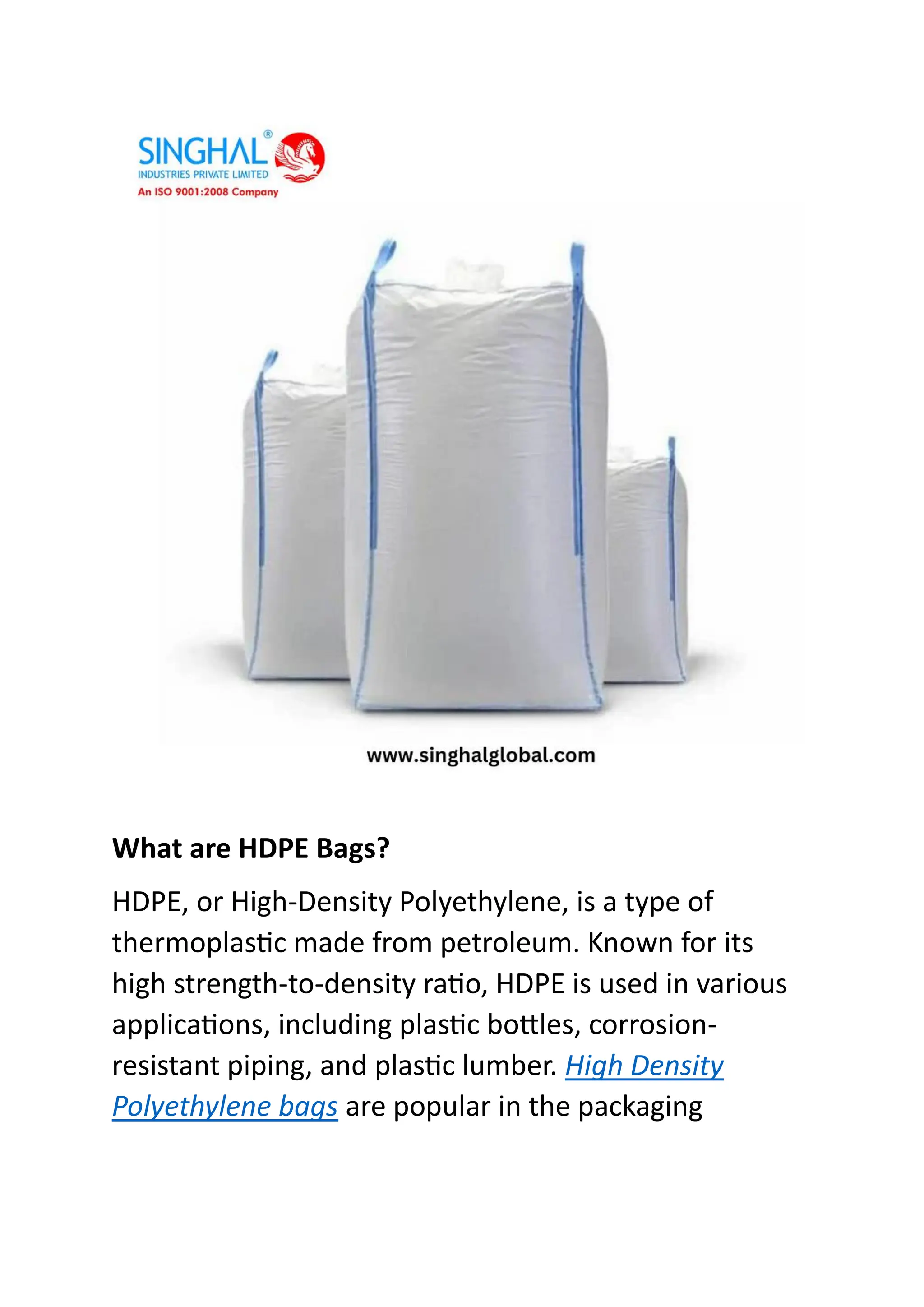 Eco-Friendly Solutions: Why HDPE Bags Are a Sustainable Choice | PDF