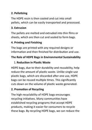 Eco-Friendly Solutions: Why HDPE Bags Are a Sustainable Choice | PDF