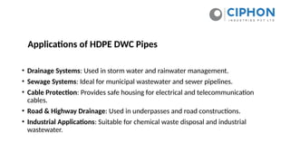Leading DWC HDPE Pipe Manufacturer - Infrastructure Solutions | PPTX