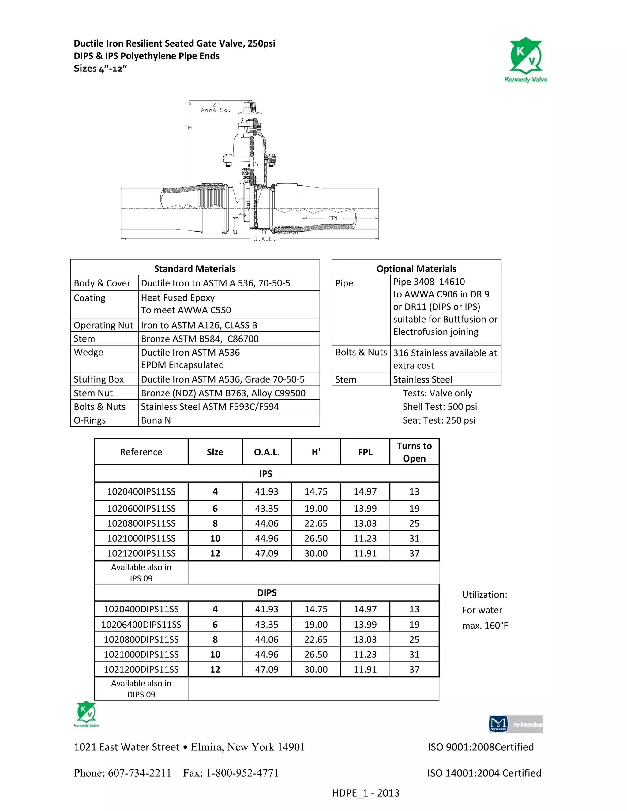 CLOW Canada HDPE gate valve | PDF