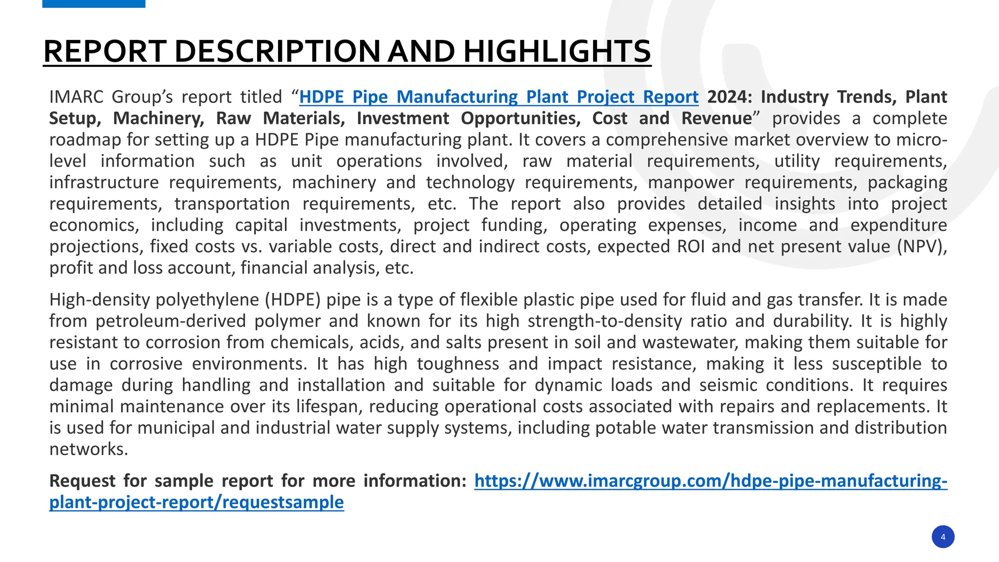 HDPE Pipe Manufacturing Project Report | Download free PDF | Expense | PDF