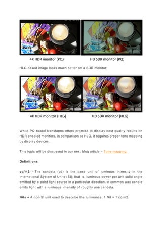 HDR Insights Article 2 : PQ and HLG transfer functions for HDR | PDF