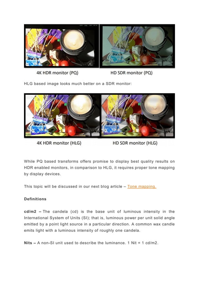 HDR Insights Article 2 : PQ and HLG transfer functions for HDR | PDF