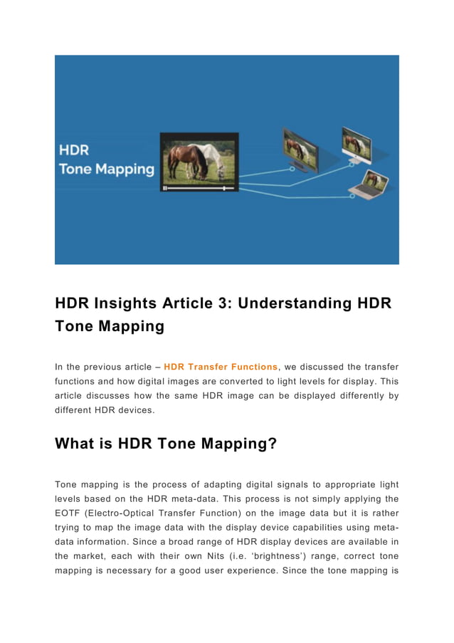 HDR Insights Article 3: Understanding HDR Tone Mapping | PDF