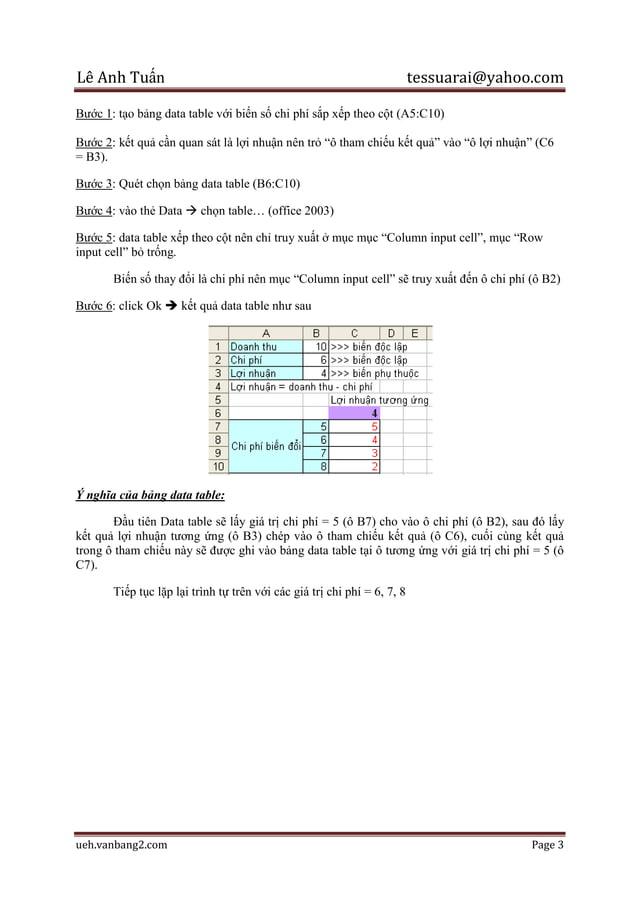 HƯỚNG DẪN SỬ DỤNG DATA-TABLE | PDF