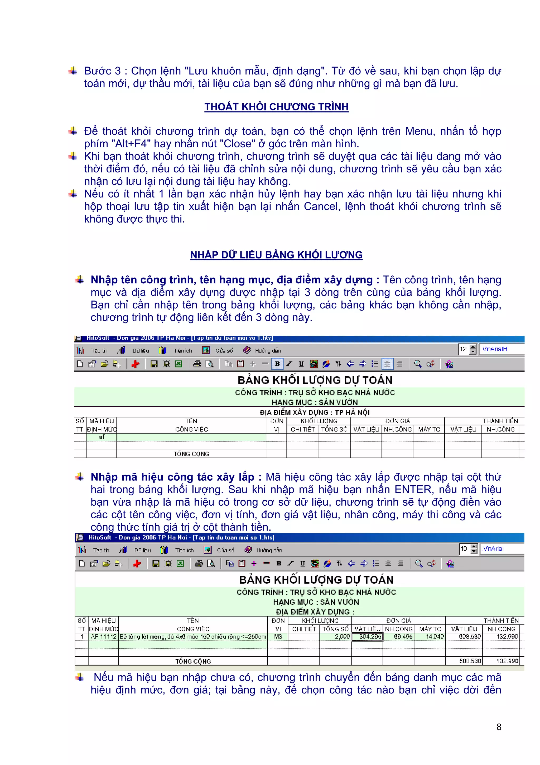 Hdsd Dutoan Hitosoft | PDF