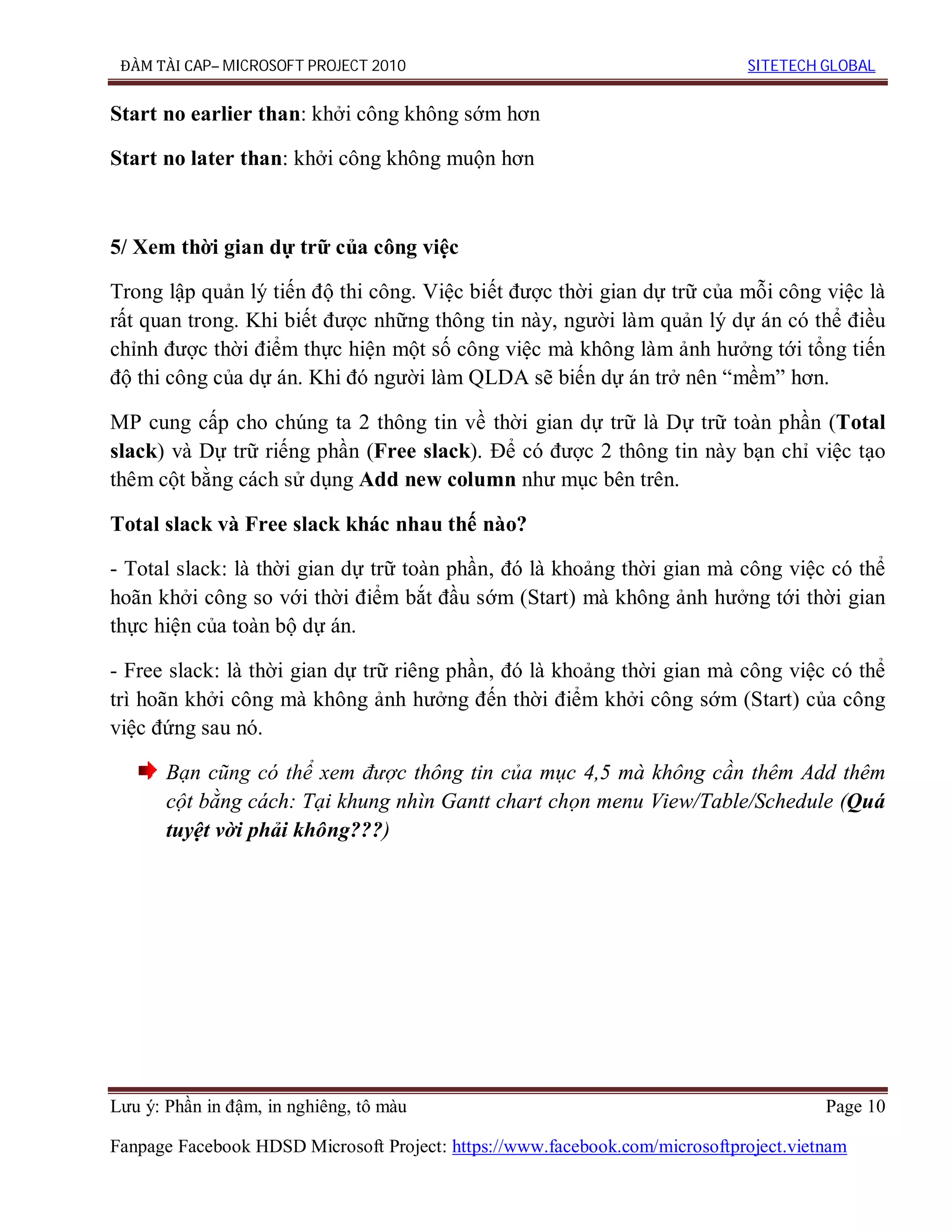 Hướng dẫn sử dụng Microsoft Project 2010 (Phần 2: Nhập dữ liệu) | PDF