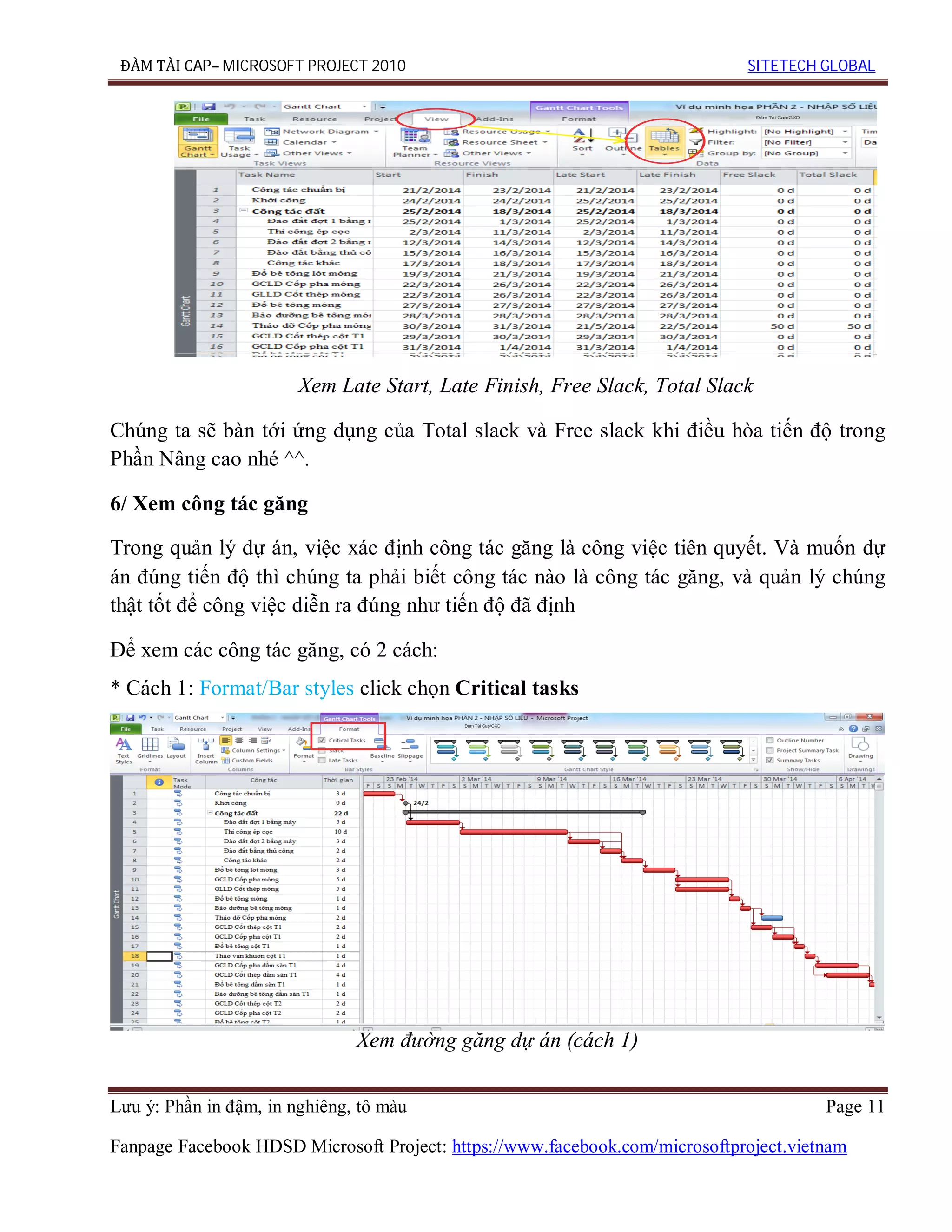 Hướng dẫn sử dụng Microsoft Project 2010 (Phần 2: Nhập dữ liệu) | PDF