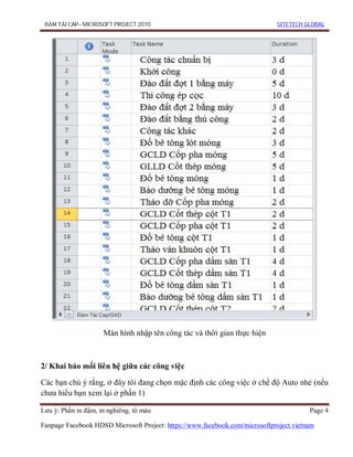 Hướng dẫn sử dụng Microsoft Project 2010 (Phần 2: Nhập dữ liệu) | PDF
