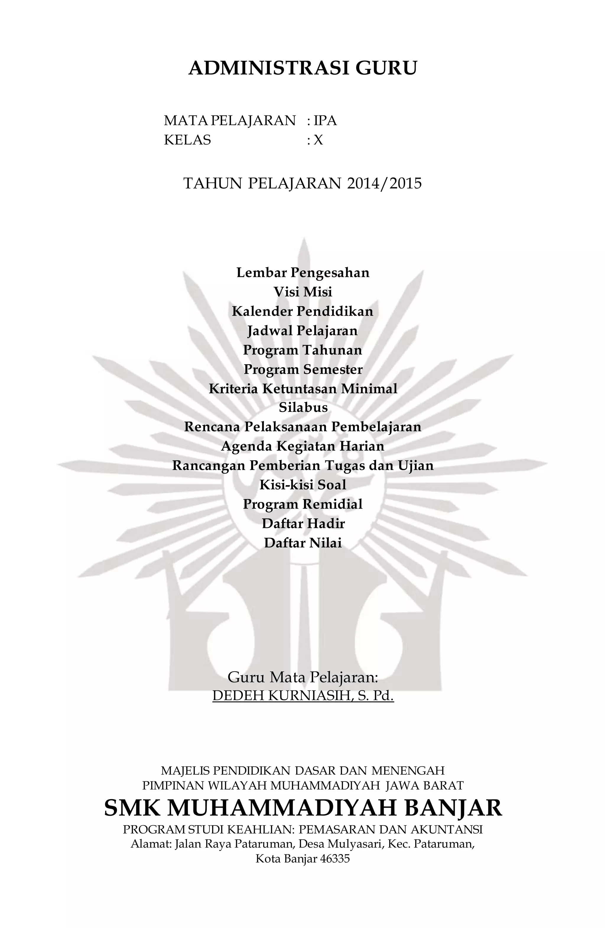 Cover administrasi guru | DOCX