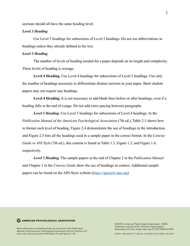 Heading Levels Template: Student Paper, APA Style 7th Edition | PDF