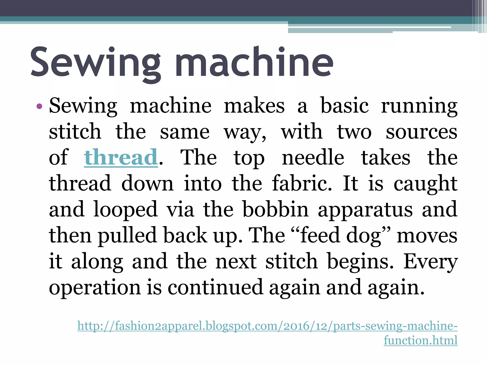 Parts and Function of Sewing Machine | PPTX