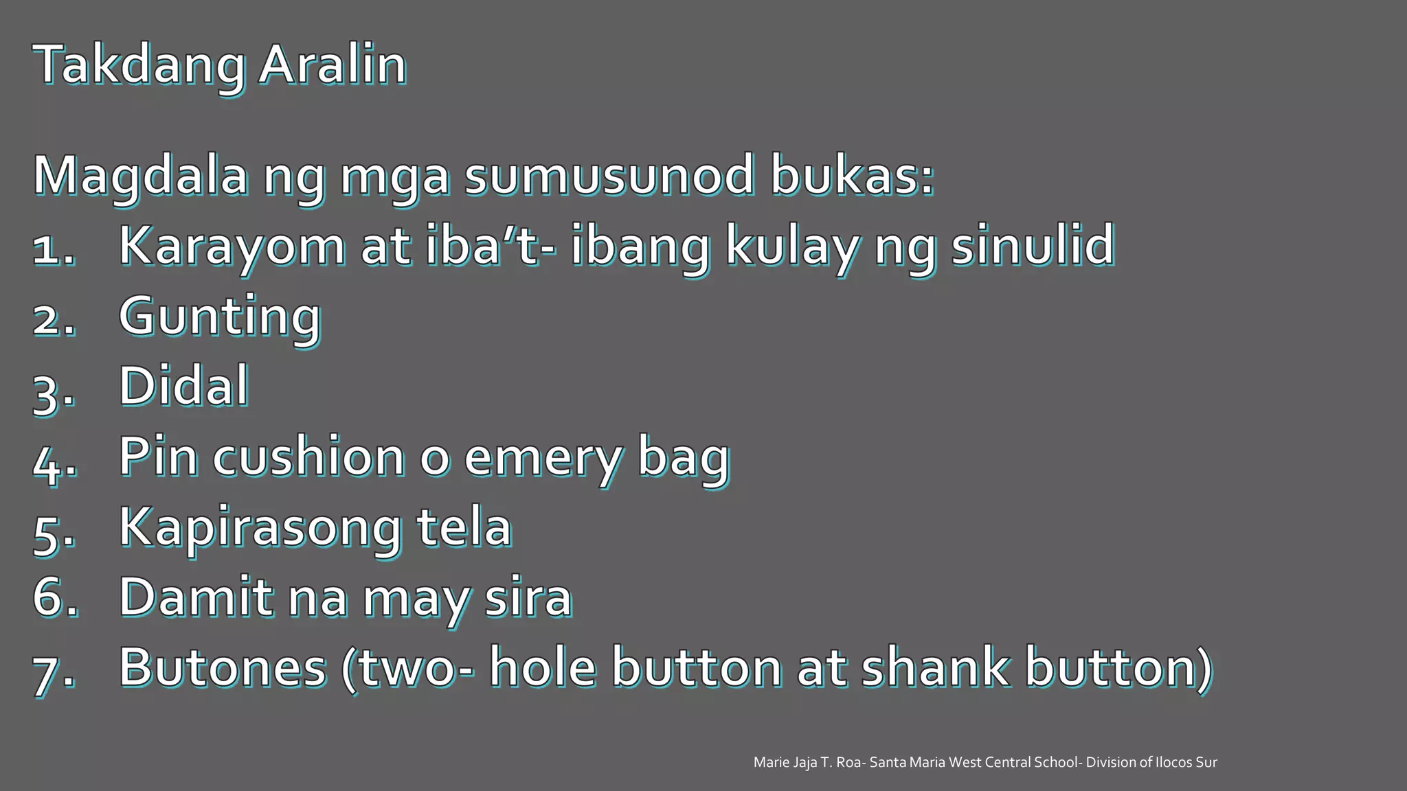 EPP 4 HE 5 Kagamitan sa Pananahi sa Kamay | PPTX