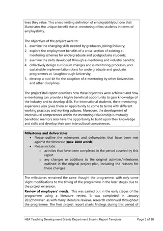 HEA E-mentoring project FINAL short report | PDF