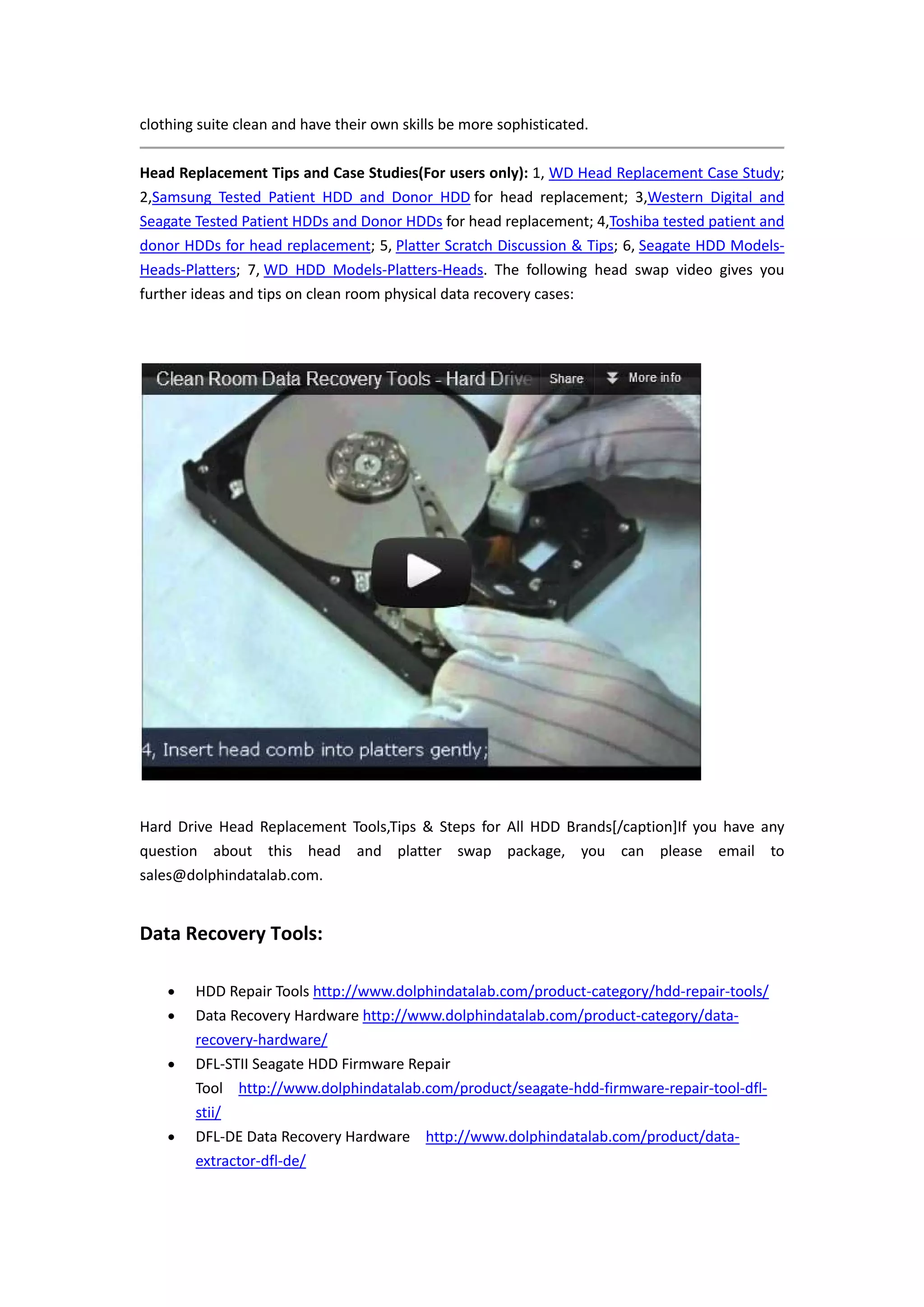 Head and platter swap package 03 | PDF