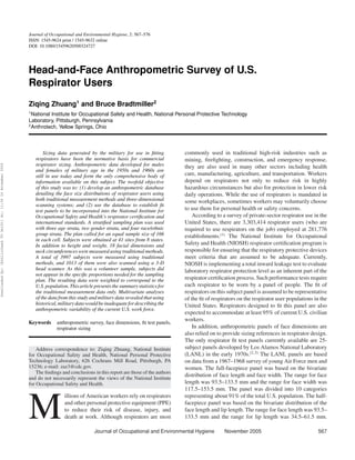 Head And Face Anthropometric Survey Of U.S. Respirator Users | PDF ...