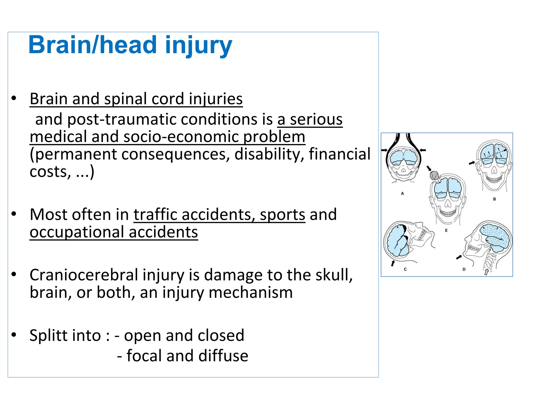 Head-and-spinal-cord-injury open and closed focal and diffuse primary ...