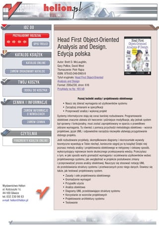 Head First Object-Oriented Analysis and Design. Edycja polska | PDF