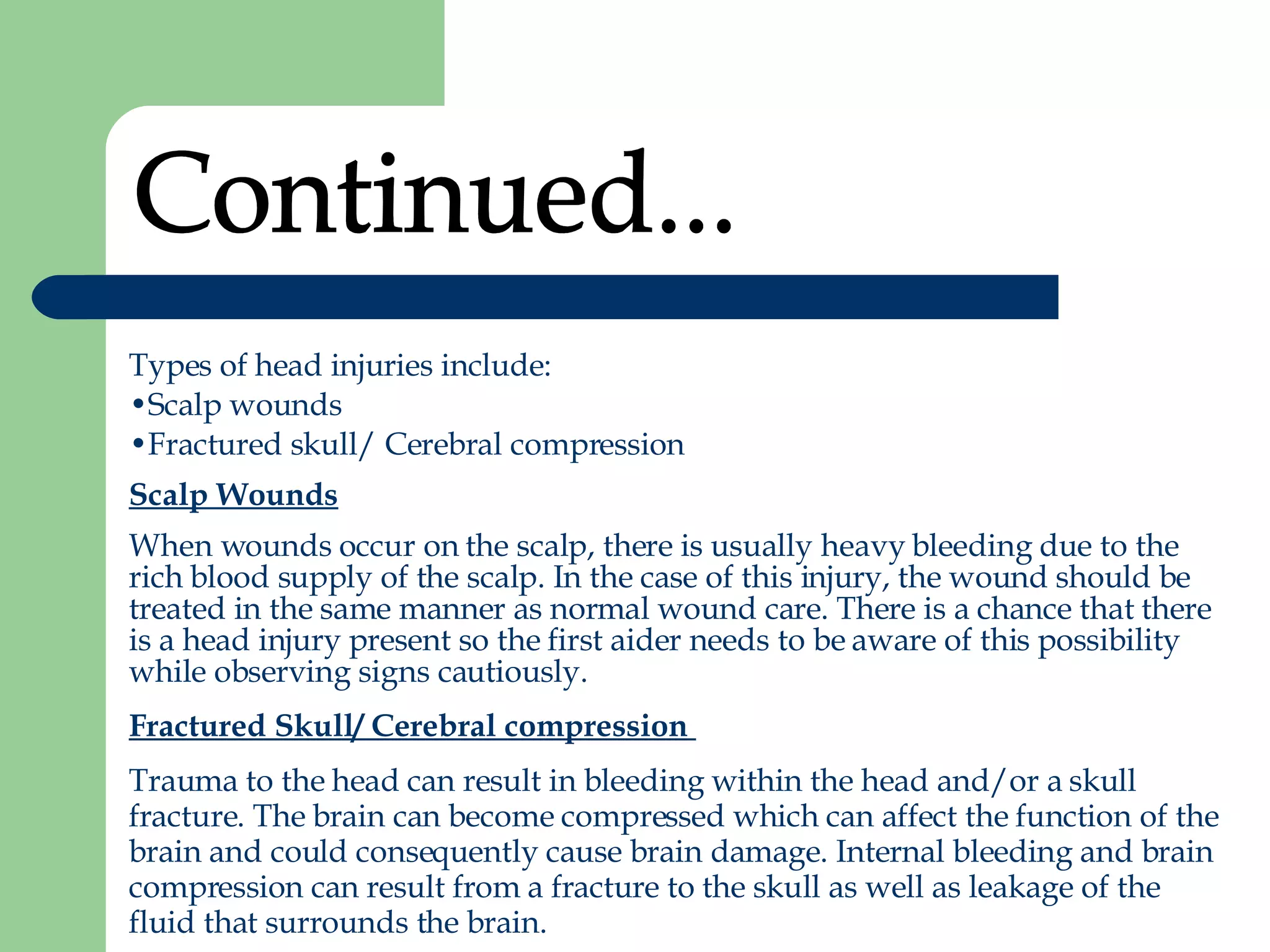 Head Injuries & Concussion | PPT