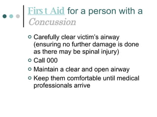 Head Injuries & Concussion | PPT