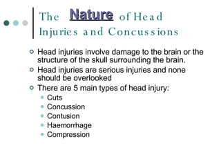 Head Injuries & Concussion | PPT