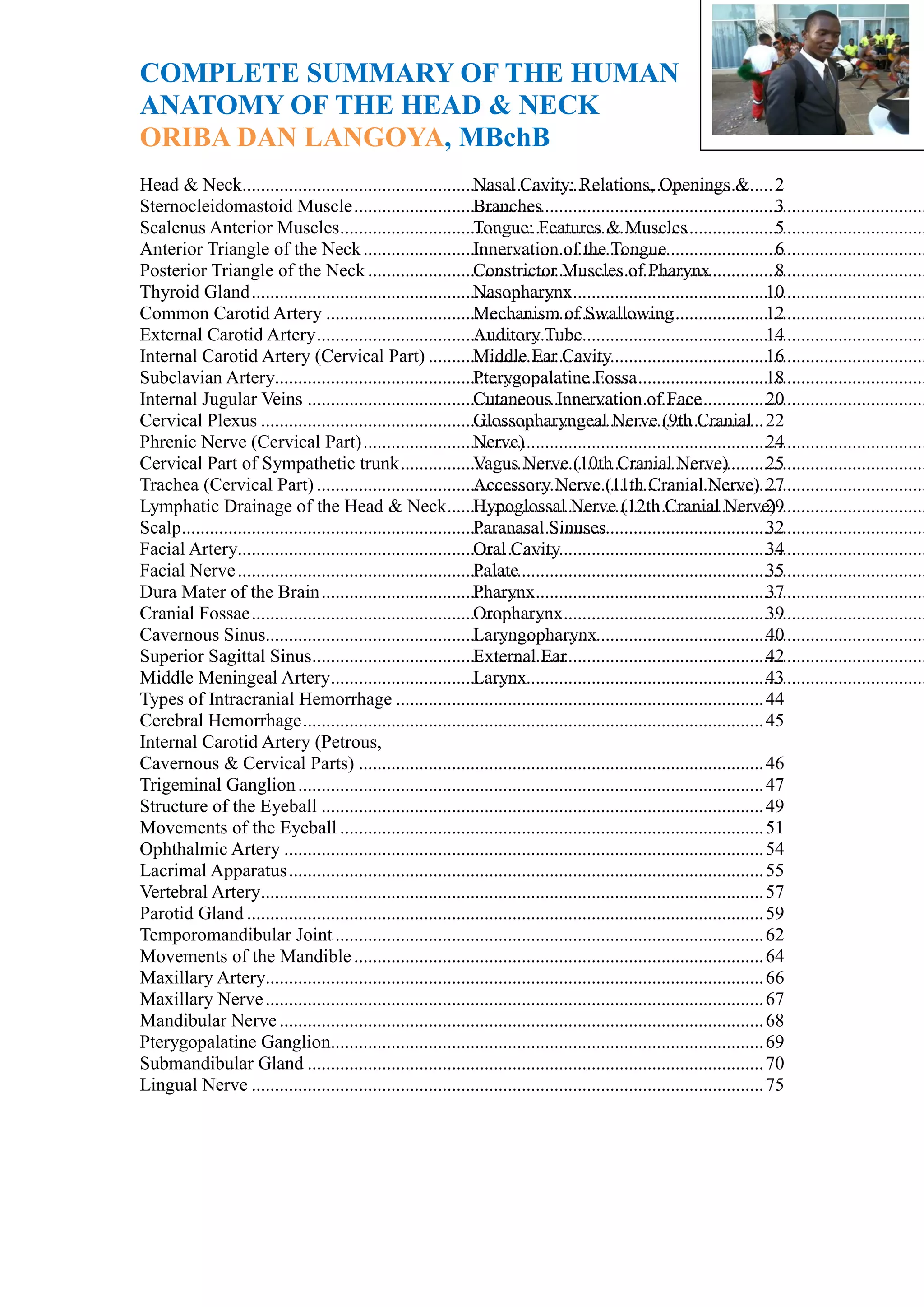 Complete Summary Of the Head and Neck Anatomy | PDF
