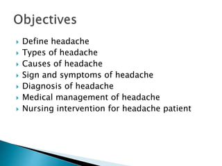 Headache and its type and treatment treatment | PPTX