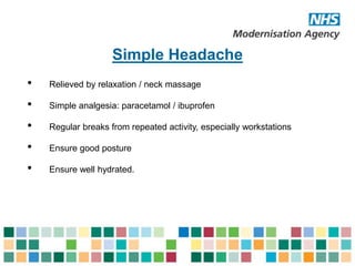 Assessment and management of Headache: NHS Modernisation Agency | PPT