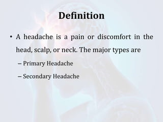 headache.pptx neurology brain disorderss | PPTX