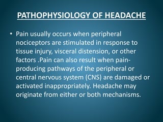Headache : Causes and management | PPTX