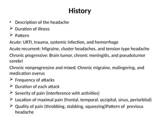 Approach to a child/adolescent with a headache | PPTX