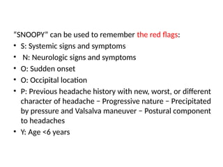 Approach to a child/adolescent with a headache | PPTX