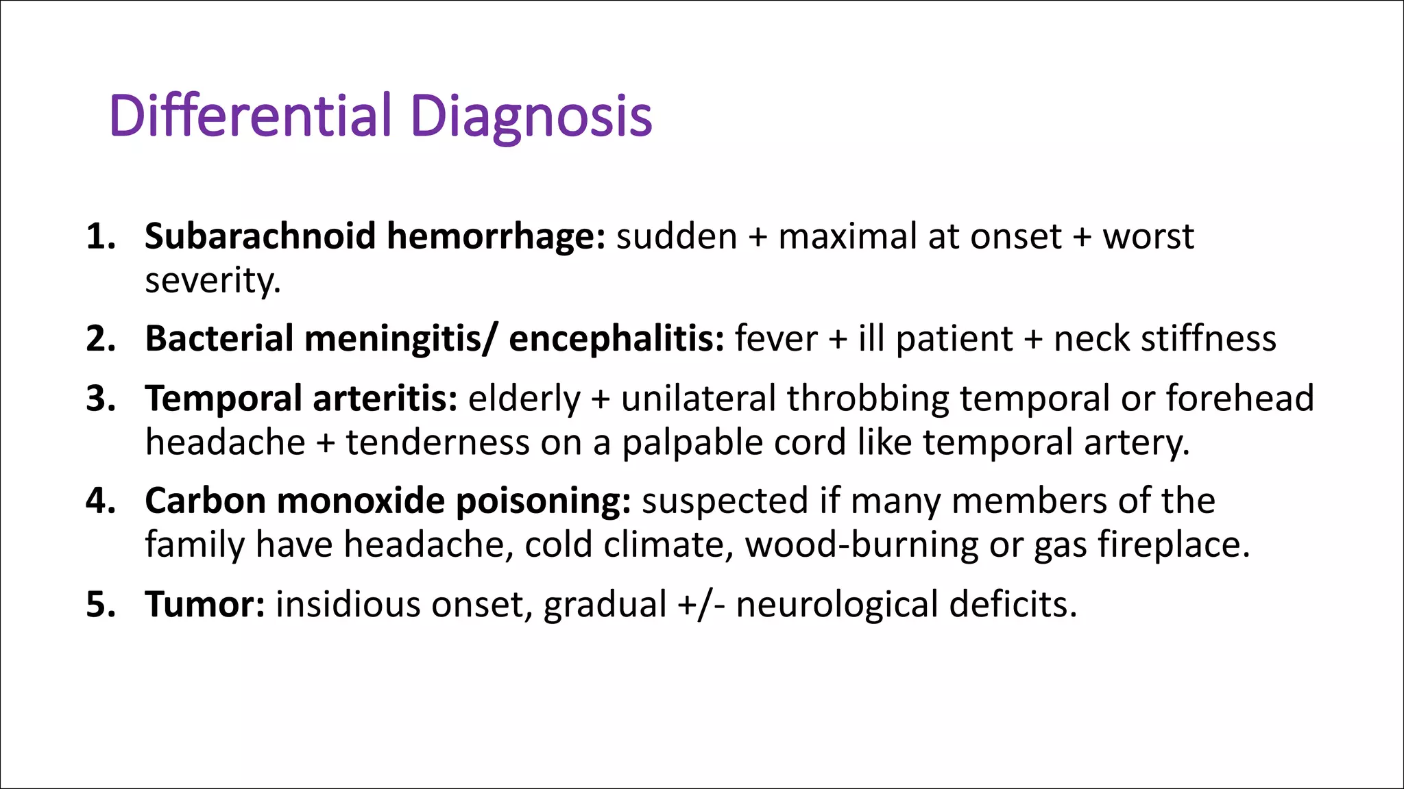 Headache (Evaluation in the ER) | PDF
