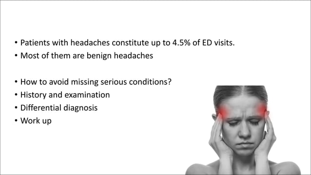 Headache (Evaluation in the ER) | PDF | Brain and Nervous System ...