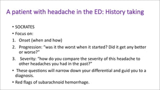 Headache (Evaluation in the ER) | PDF