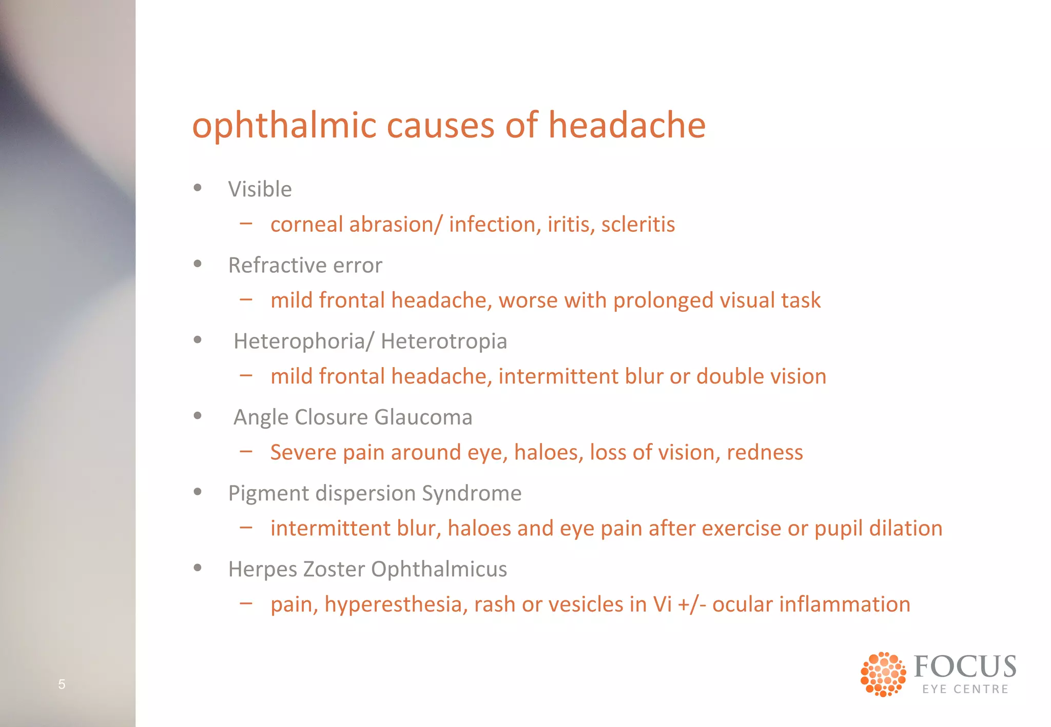 Headaches in Ophthalmology | PPT