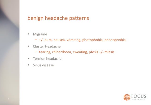 Headaches in Ophthalmology | PPT | Eye and Vision Conditions | Diseases ...