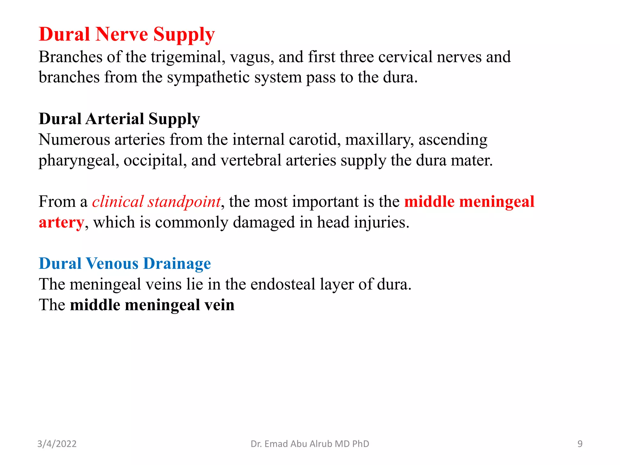 Head and neck anatomy 3 meningese & the brain | PPTX