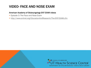Head_and_Neck_Examinationa in ENT for clinical rotation | PDF