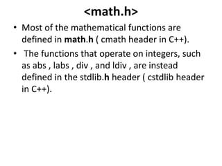 Header files of c++ unit 3 -topic 3 | PPT
